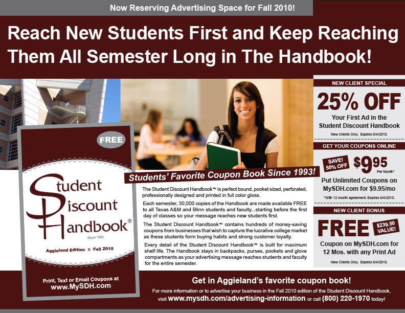 Student Discount Handbook Marketing – David W. Flash